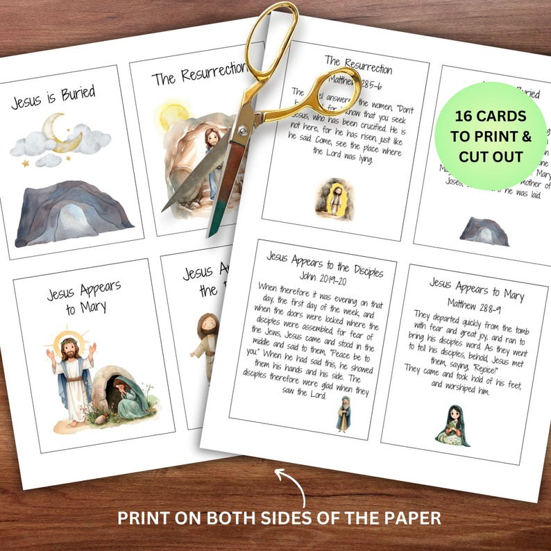 Easter Story Holy Week Scripture Study Cards for Kids, Easter Advent ...