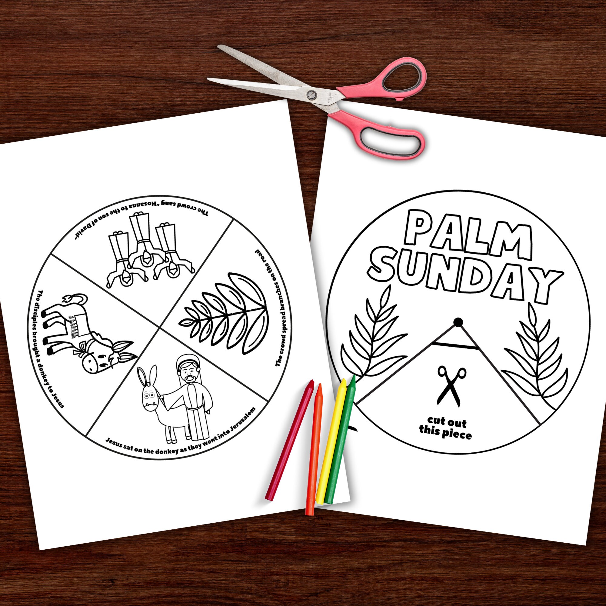 Palm Sunday Preschool Coloring Wheel Printable, Sunday School Easter ...