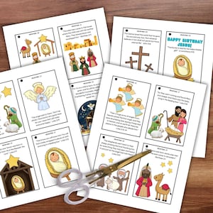 Advent Story Cards Bible Verse Activity Printable Christmas Nativity ...