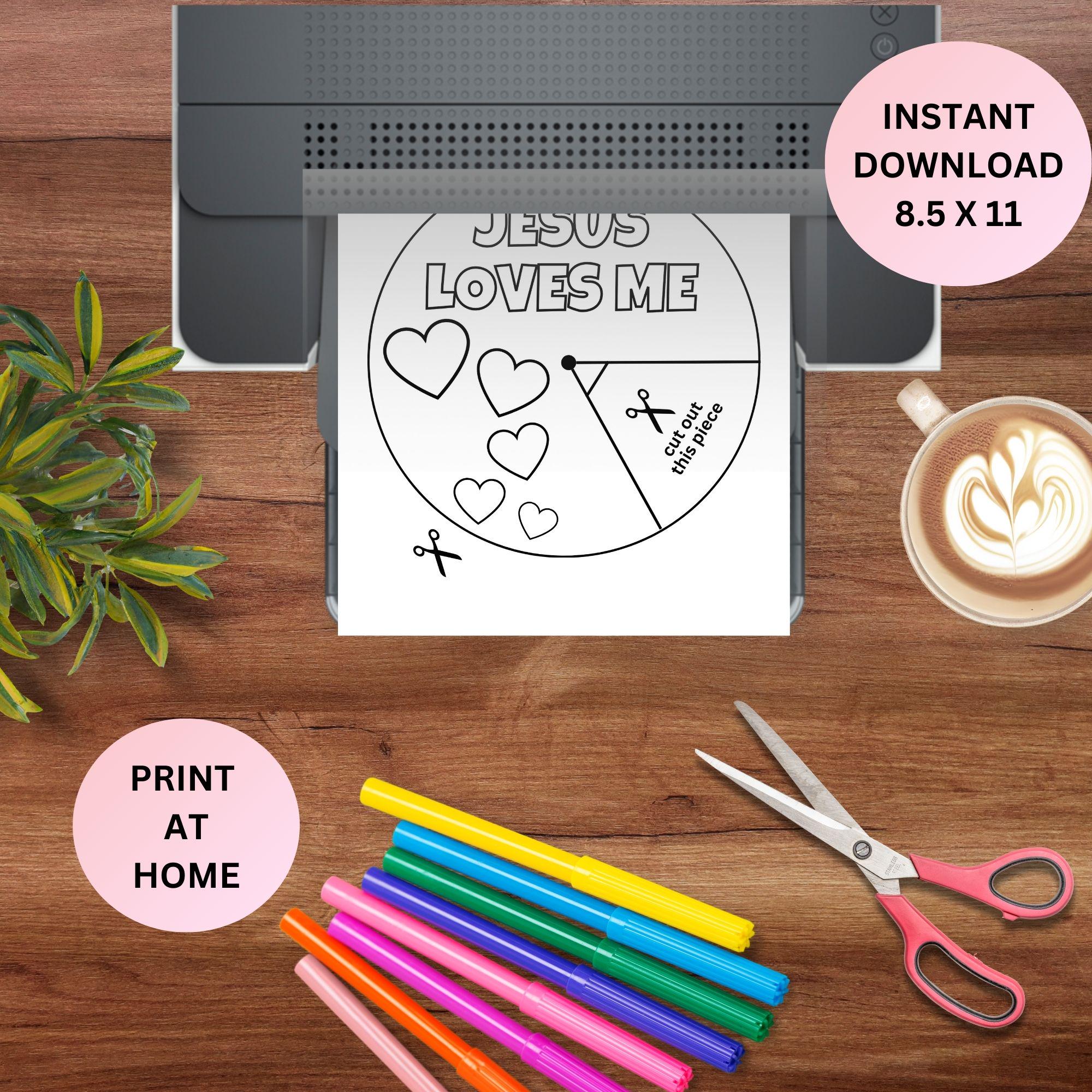 Jesus Loves Me Coloring Wheel, Printable Valentines Bible Activity ...