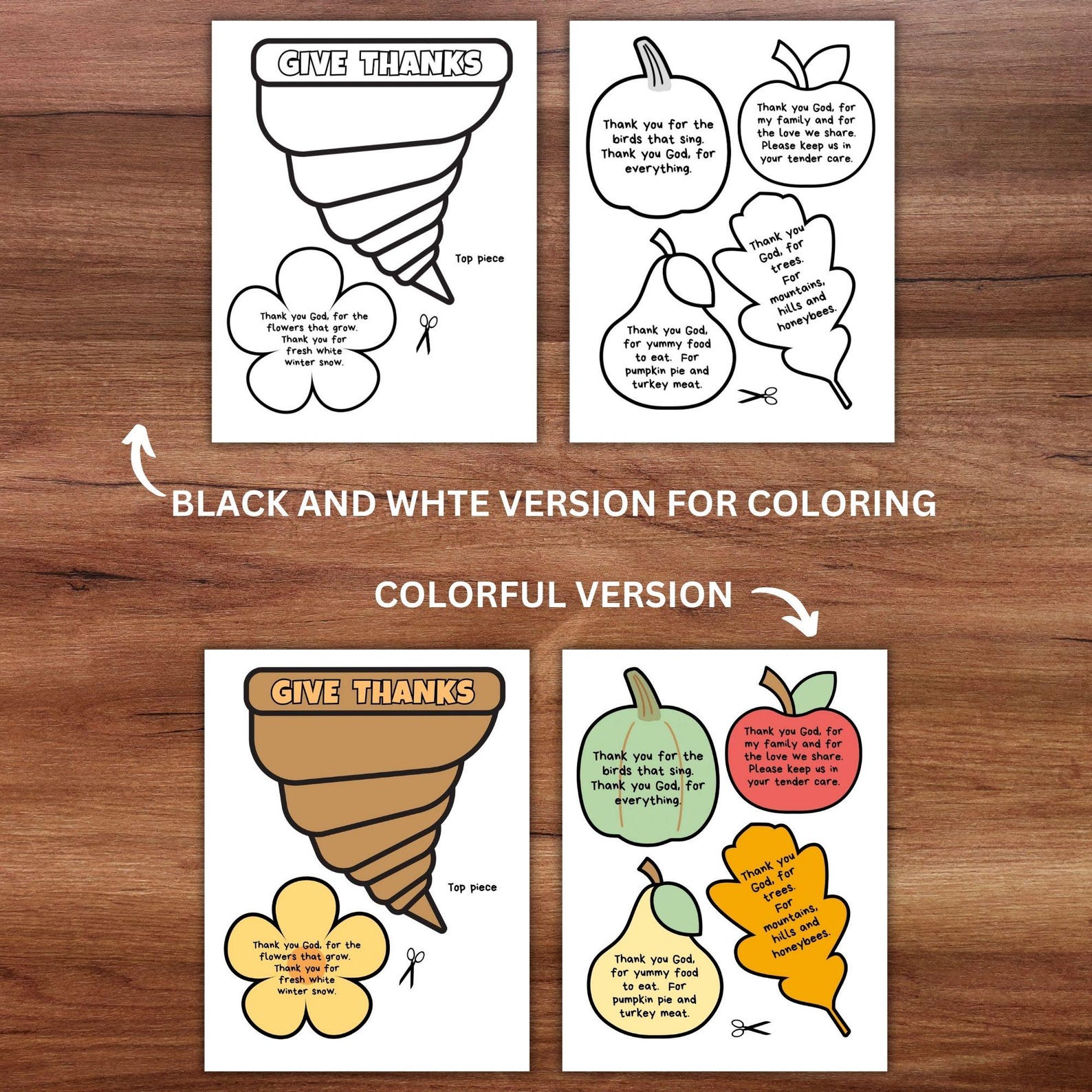 Thanksgiving Give Thanks Prayer Cornocopia Coloring Pocket Craft for ...