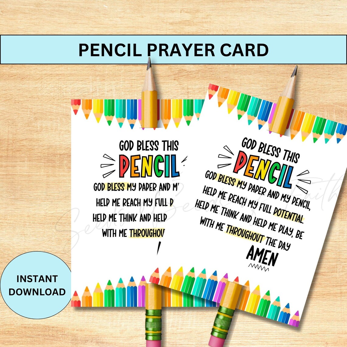 Pencil Blessings Printable Gift Tag, Back to School Backpack Prayer ...