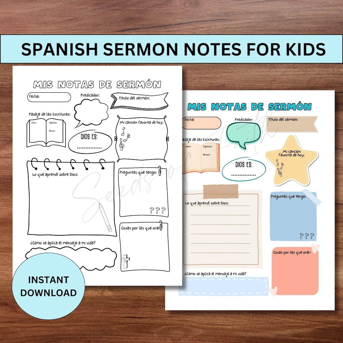 Spanish Sermon Notes Printable for Kids, Notas De Sermones En Español ...
