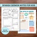 Spanish Sermon Notes Printable for Kids (PDF) - Etsy