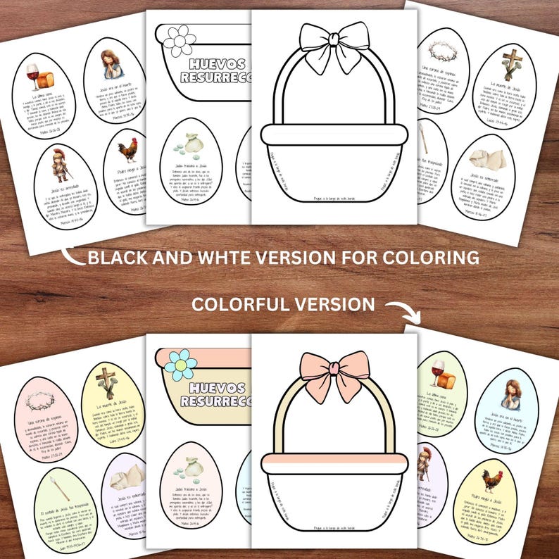 Spanish Resurrection Eggs Easter Story Bible Craft Printable, Holy Week ...