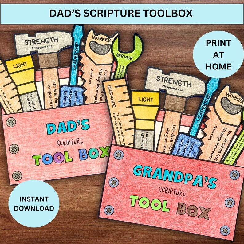 Toolbox for Dad Fathers Day Bible Craft, Sunday School Bible Printable ...