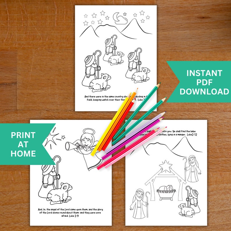 Christmas Nativity Coloring Pages for Kids, Kids Sunday School Activity ...