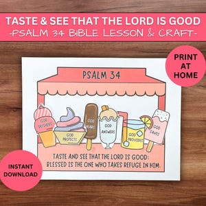 Ice Cream Bible Lesson Sunday School Craft, Psalm 34 Taste & See the ...