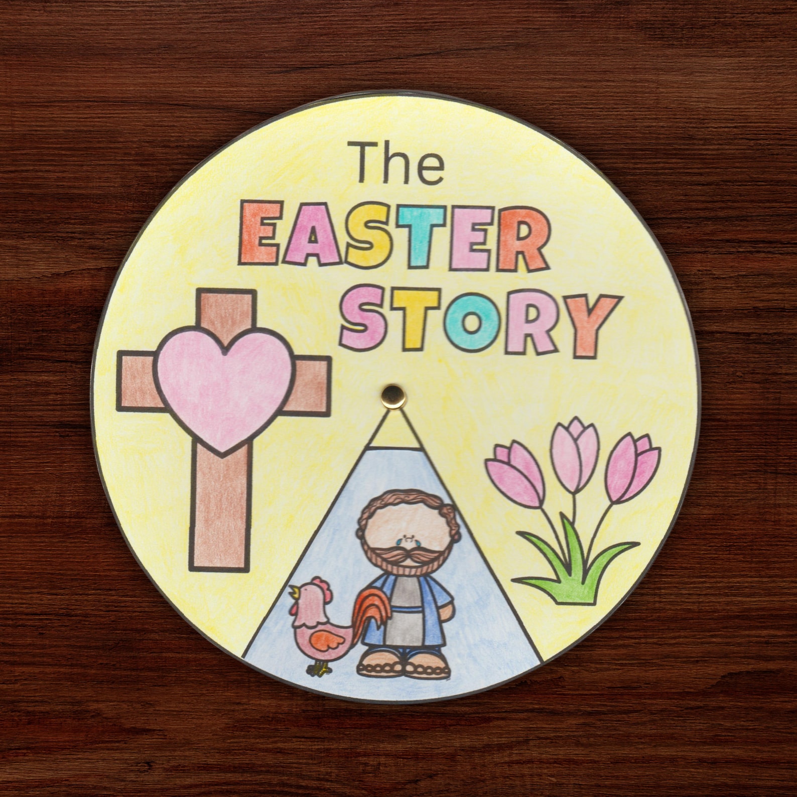 Printable Easter Story Craft for Sunday School, Easter Coloring Wheel ...