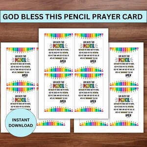 Pencil Blessings Printable Gift Tag, Back to School Backpack Prayer ...