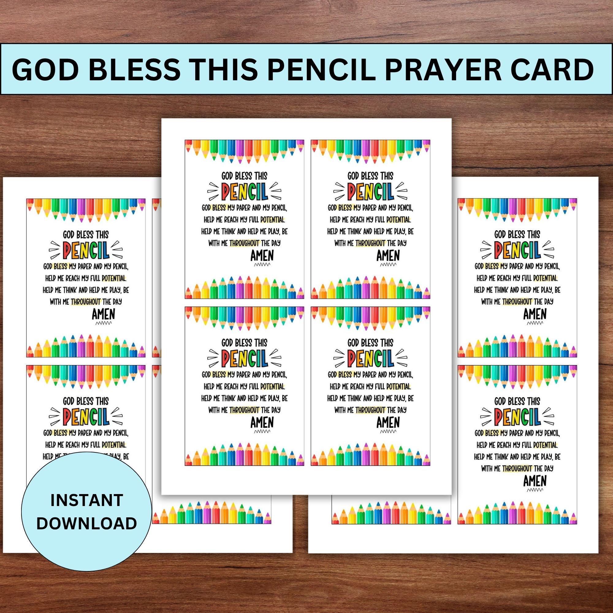 Pencil Blessings Printable Gift Tag, Back to School Backpack Prayer ...