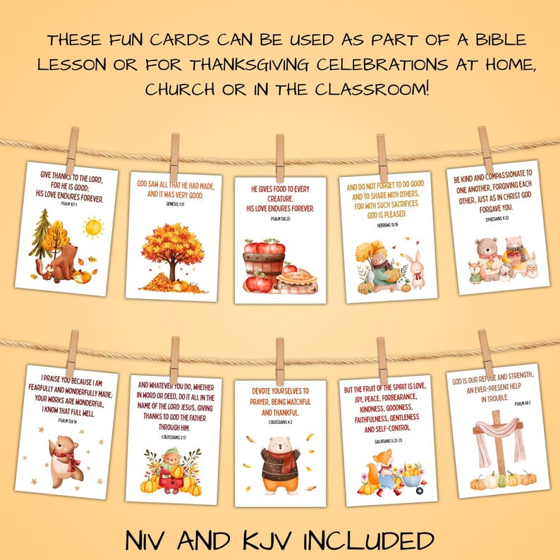 Thanksgiving Scripture Cards for Kids Printable Bible Verse Activity ...
