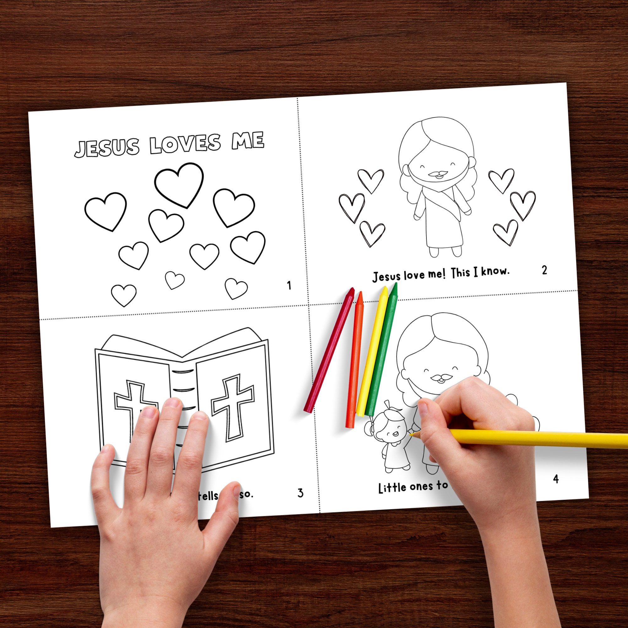 Jesus Loves Me Mini Coloring Book Craft, Kids Sunday School Song ...