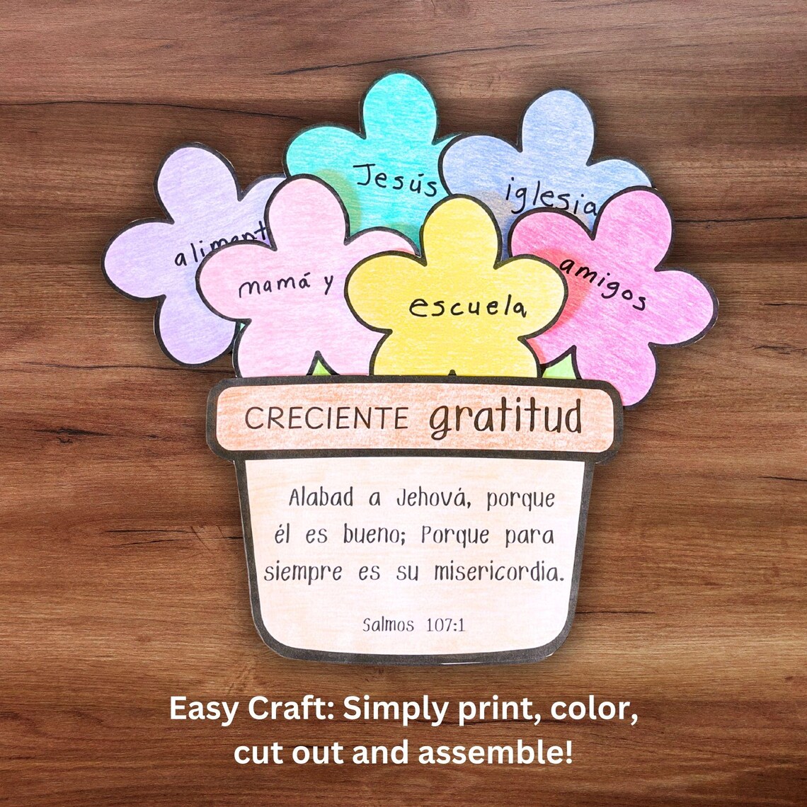 Spanish Give Thanks to the Lord Bible Verse Kids Coloring Craft ...