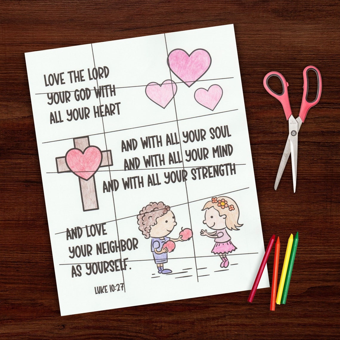 Bible Verse Puzzle Printable for Kids Luke 10:27, Sunday School Craft ...