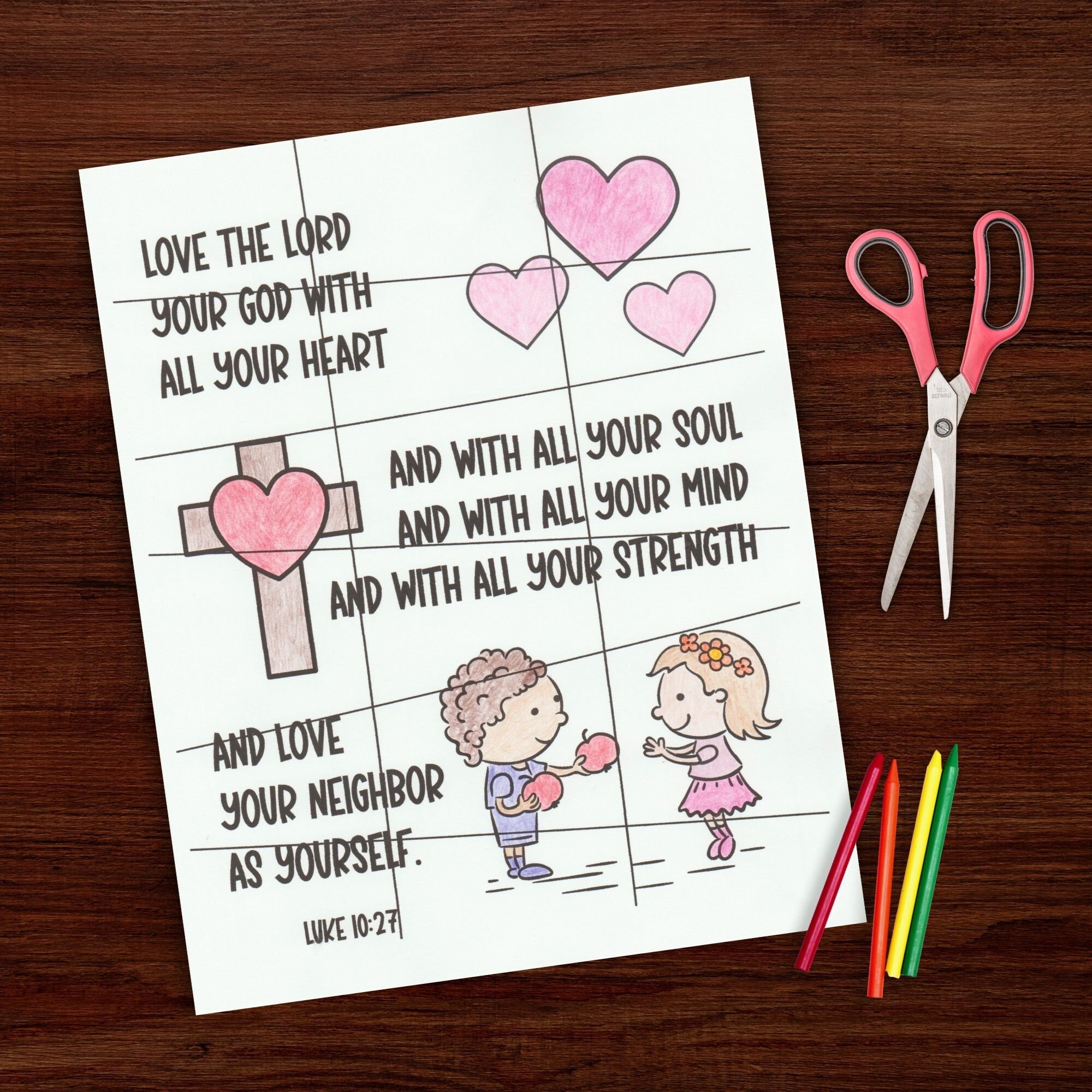 Bible Verse Puzzle Printable for Kids Luke 10:27, Sunday School Craft ...