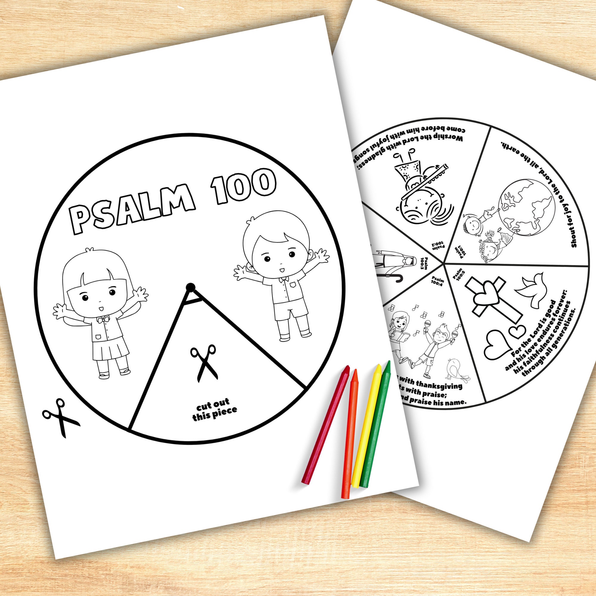 Psalm 100 Coloring Wheel, Printable Bible Activity, Sunday School Bible ...
