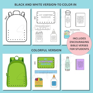Back to School Bible Lesson Craft, Backpack Blessing Printable Sewing ...