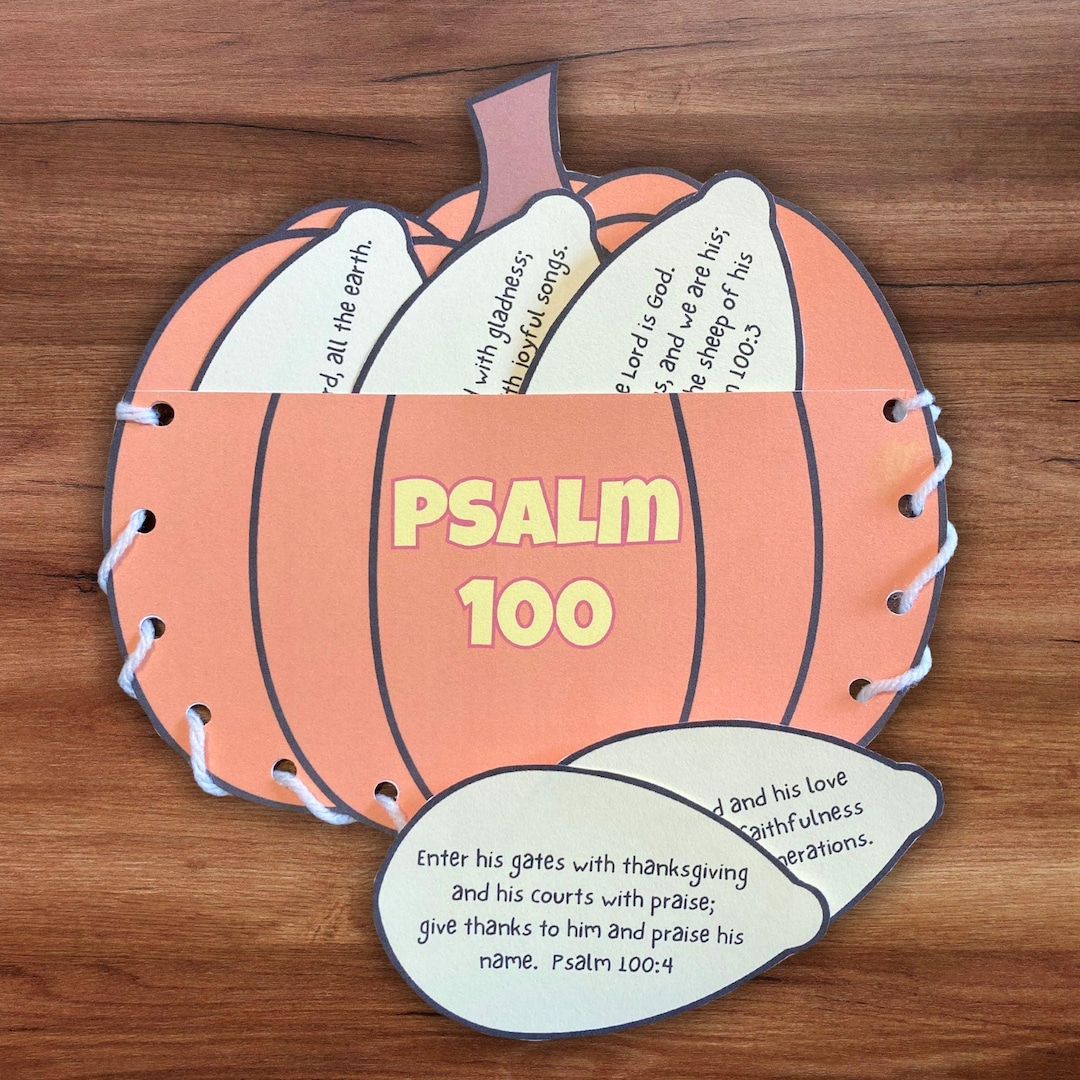 Thanksgiving Psalm 100 Bible Verse Pumpkin Sewing Craft NIV KJV Sunday ...