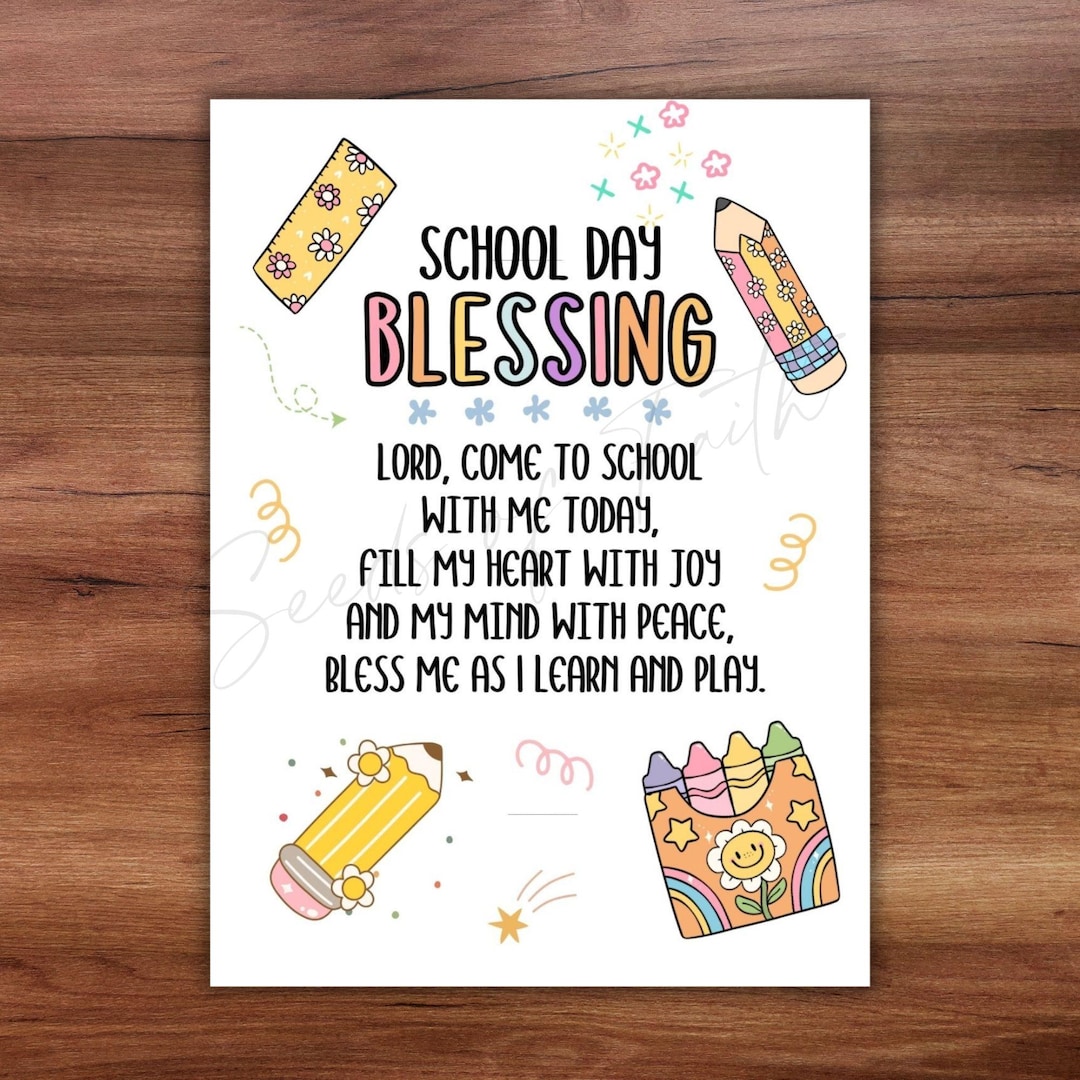 Back to School Prayer Card Tag, Backpack Blessings Printable Gift Tag ...