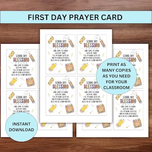 Back to School Prayer Card Tag, Backpack Blessings Printable Gift Tag ...