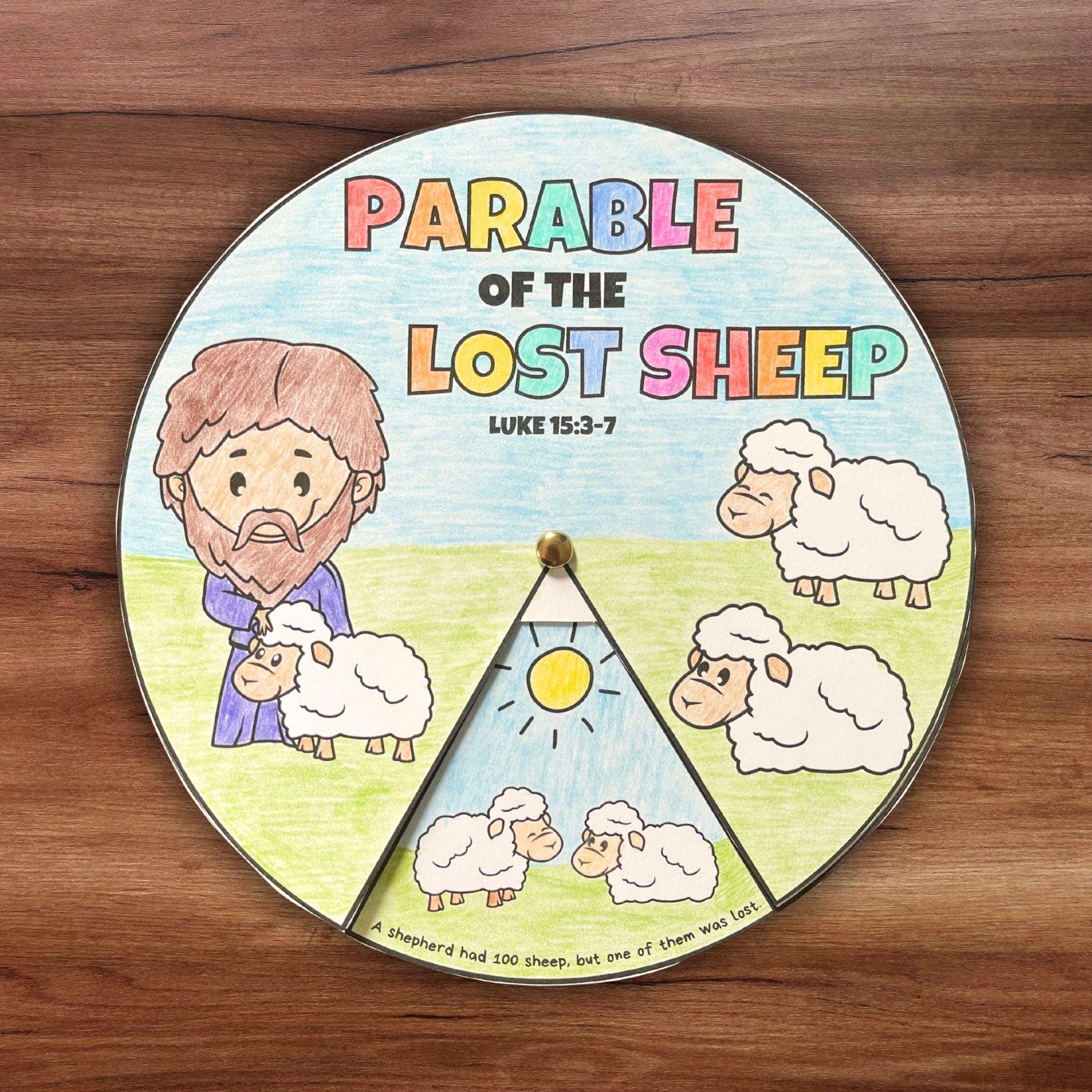 The Lost Sheep Parable Bible Lesson Coloring Wheel Craft, Sunday School ...