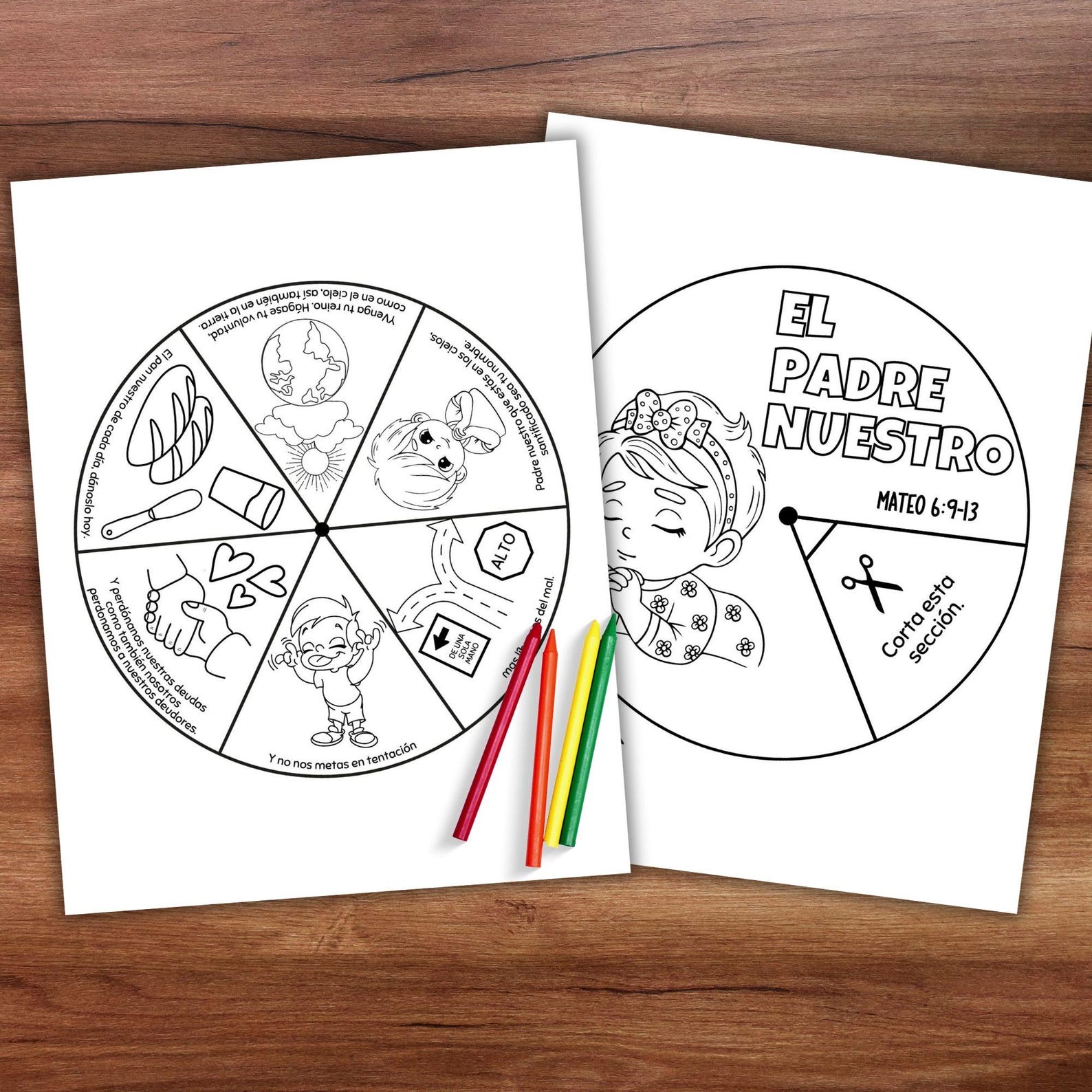Spanish Lord's Prayer Coloring Wheel Craft: Kids Bible Activity ...