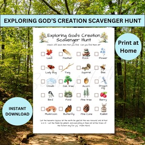 Scavenger Hunt Nature Walk Bible Lesson for Kids, Exploring Gods ...