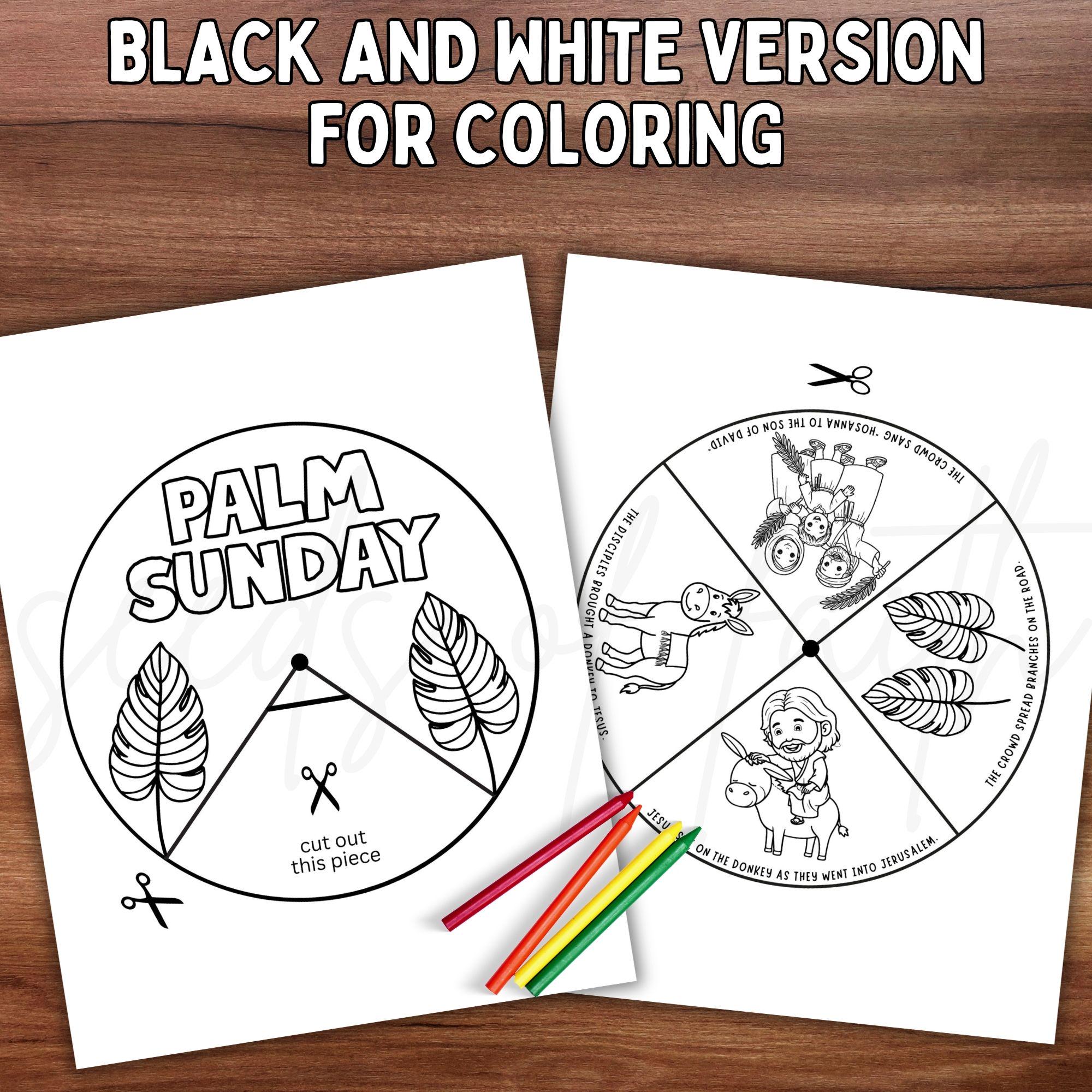 Palm Sunday Preschool Coloring Wheel Printable, Sunday School Easter ...