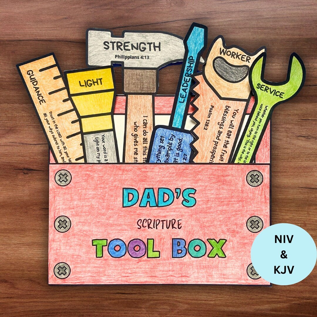 Toolbox for Dad Fathers Day Bible Craft, Sunday School Bible Printable ...