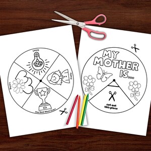 Mother's Day Coloring Wheel Printable Activity, Preschool Kindergarten ...