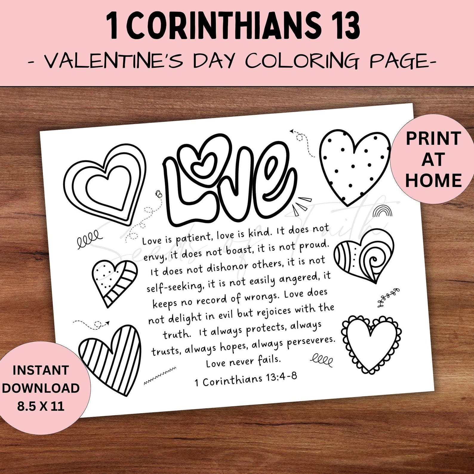 Christian Valentine’s Day Bible Lesson Kids Coloring Page, Corinthians ...