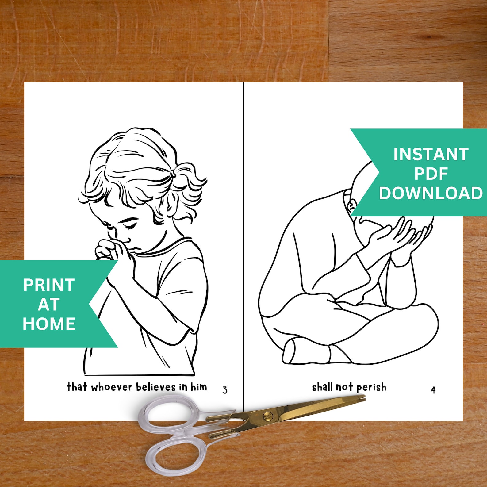 John 3:16 Mini Coloring Book Craft, Kids Sunday School Activity, Bible ...