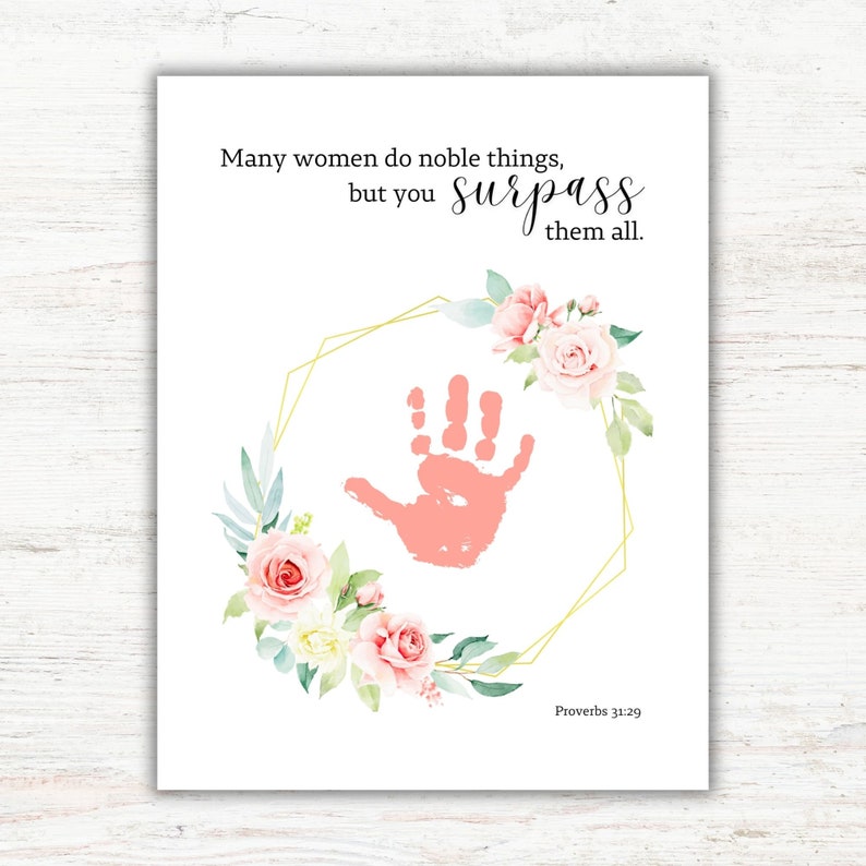 Mothers Day Bible Craft, Printable Mom Handprint Art, Christian Sunday ...