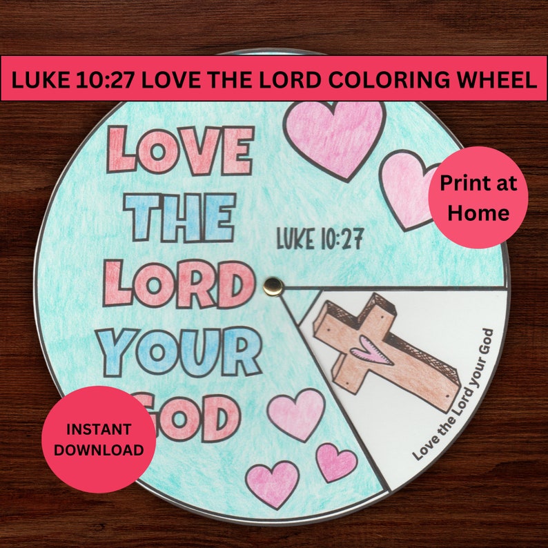 Sunday School Color Wheel Luke 10:27, Printable Bible Activity ...