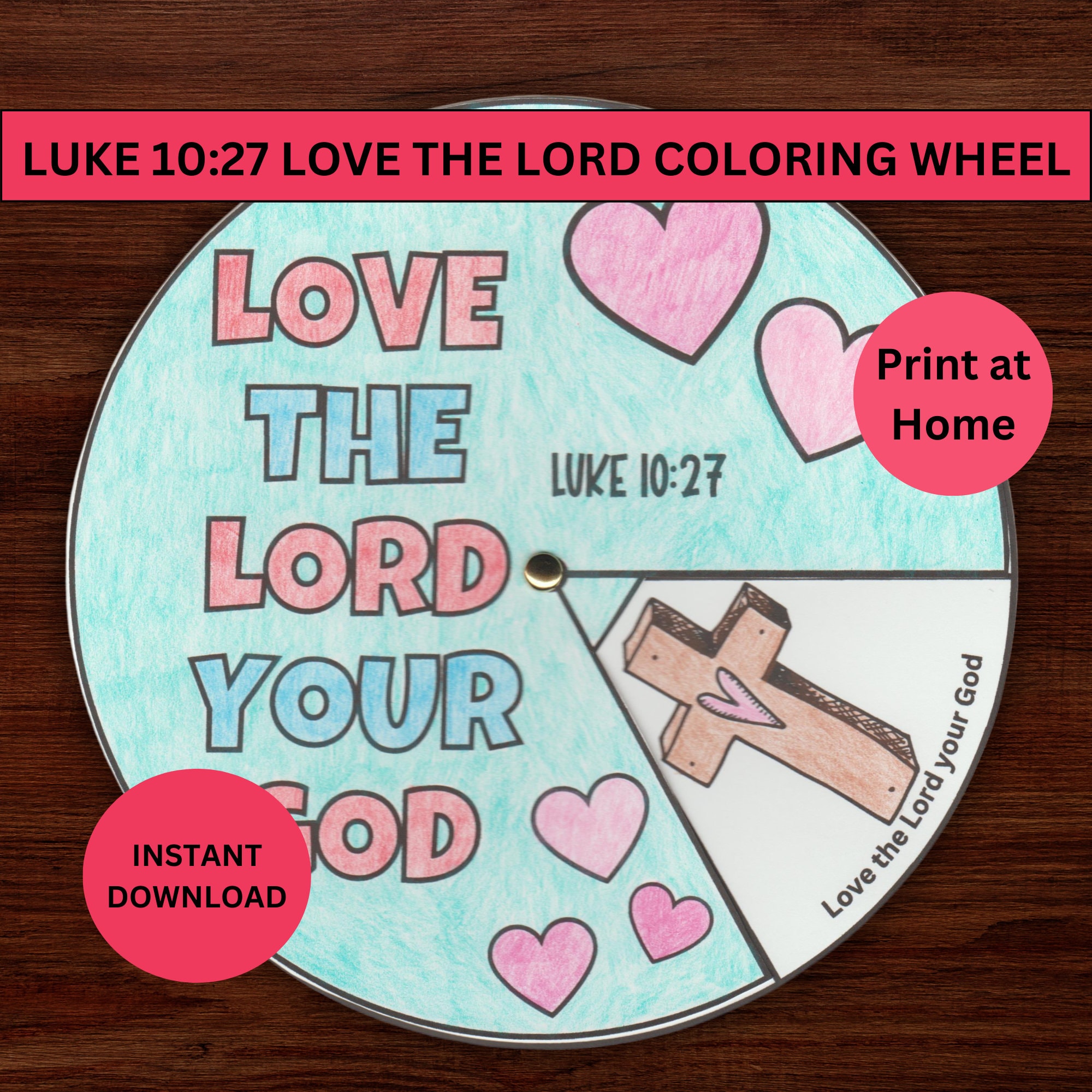 Sunday School Color Wheel Luke 10:27, Printable Bible Activity ...