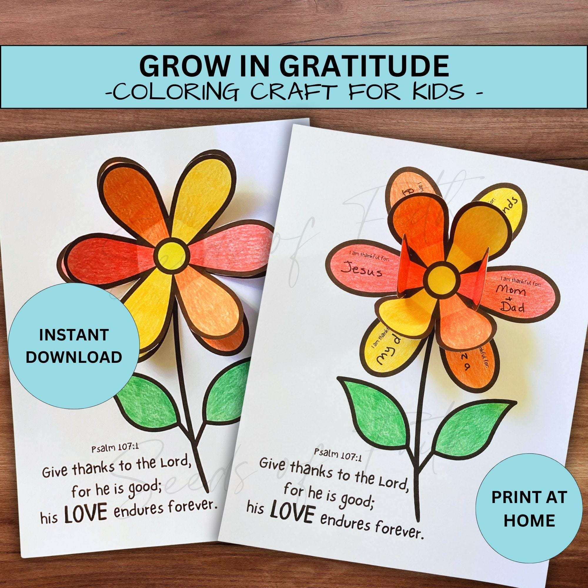 Give Thanks to the Lord Bible Verse Coloring Craft for Kids, Sunday ...
