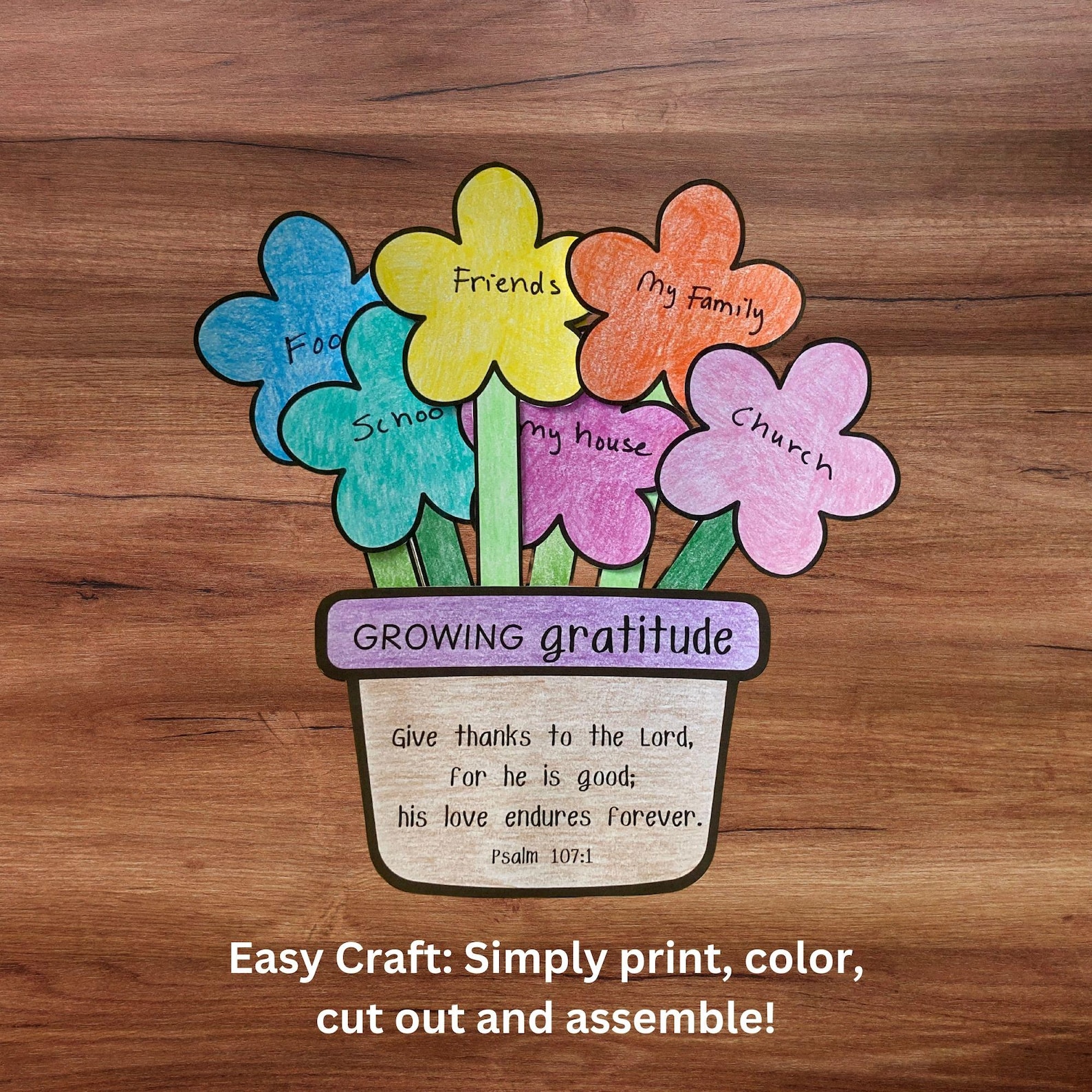 Give Thanks to the Lord Bible Verse Coloring Craft for Kids, Sunday ...