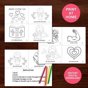 Jesus Loves Me Mini Coloring Book Craft, Kids Sunday School Song ...