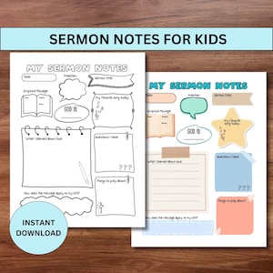 Sermon Notes Printable for Kids, Childrens Church Sunday School ...