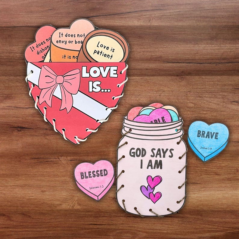 Christian Valentines Day Bible Craft Bundle, 1 Corinthians 13 Love is ...