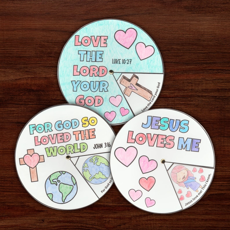 Gods Love Coloring Wheel Bundle, Love the Lord Coloring Wheel Luke 10: ...