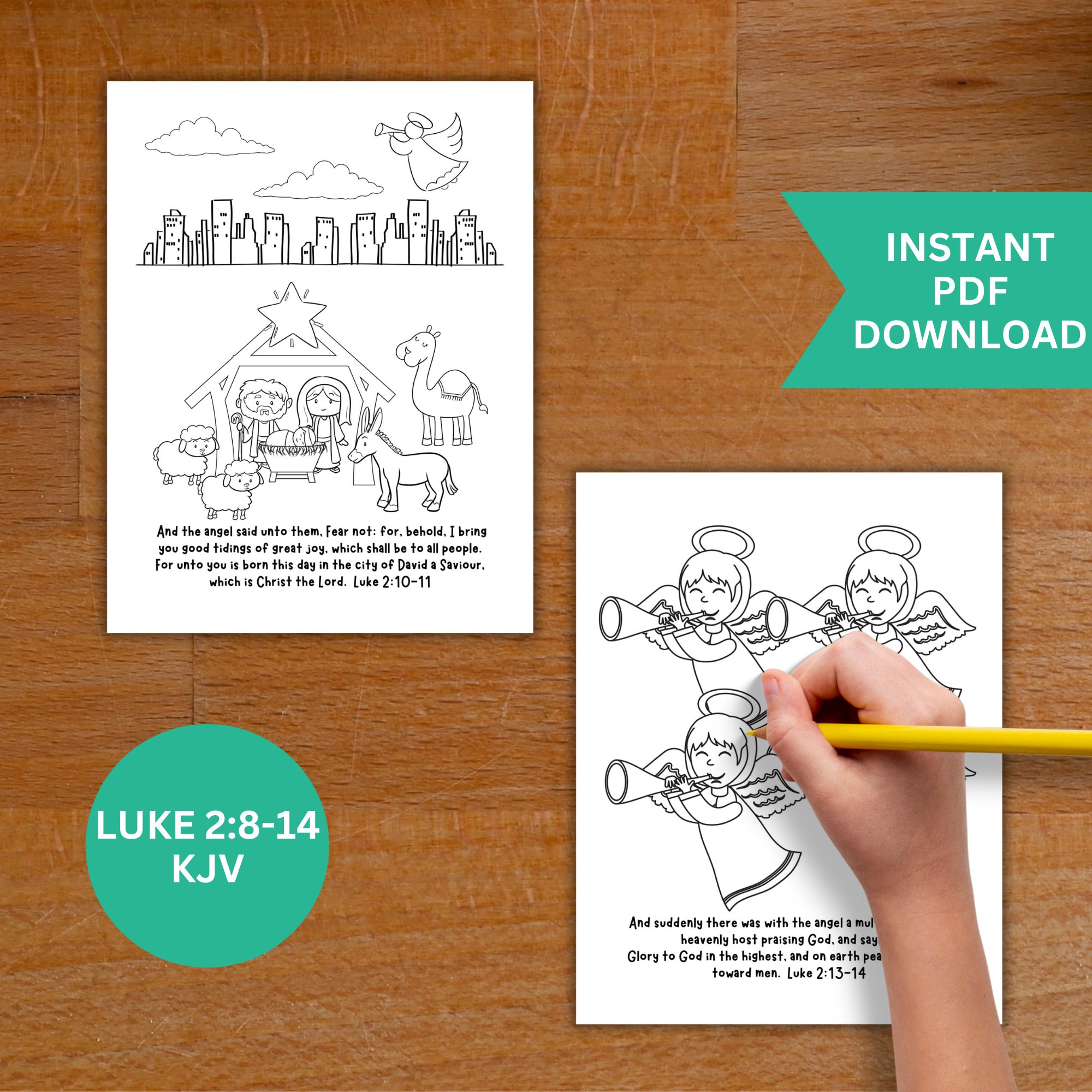 Christmas Nativity Coloring Pages for Kids, Kids Sunday School Activity ...