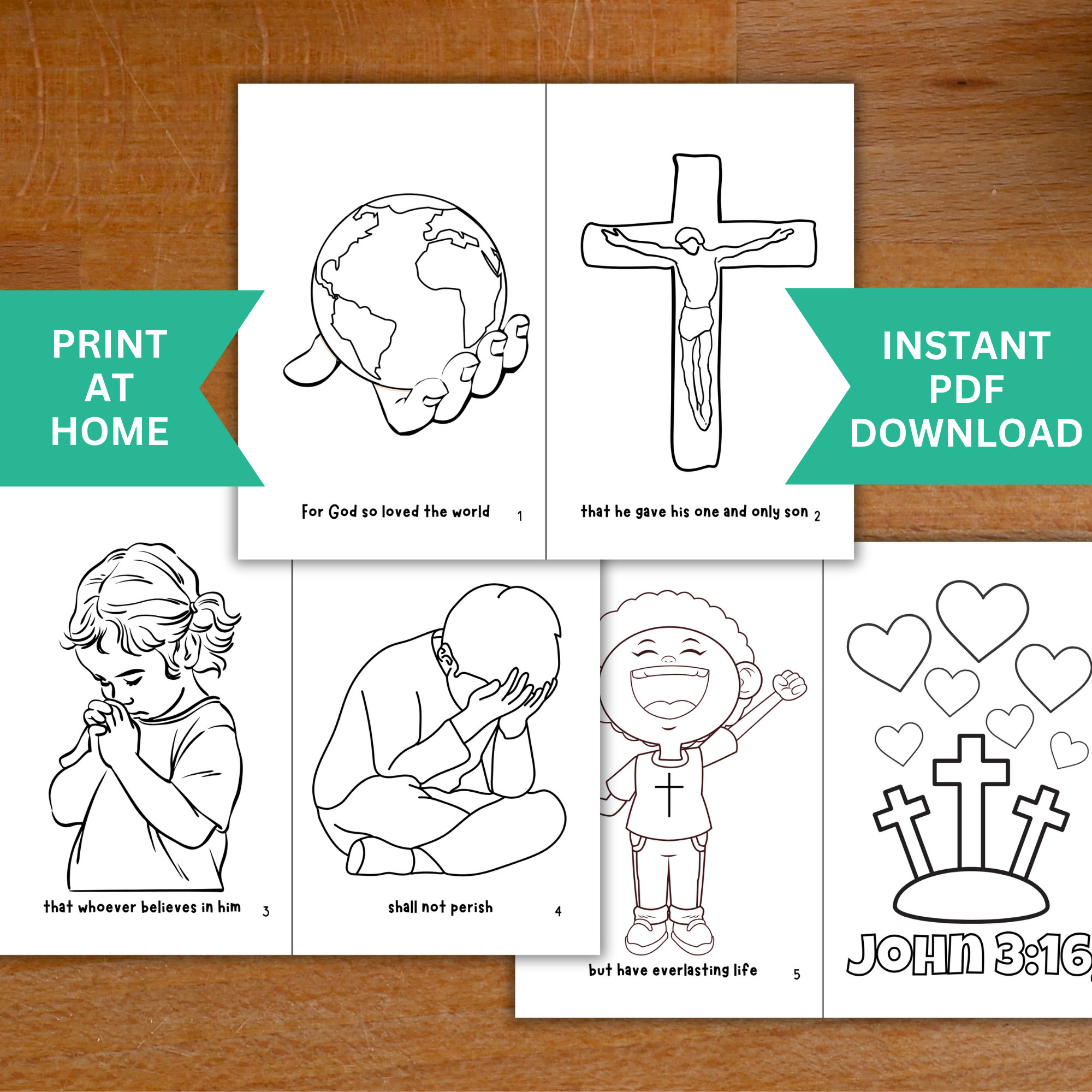 John 3:16 Mini Coloring Book Craft, Kids Sunday School Activity, Bible ...