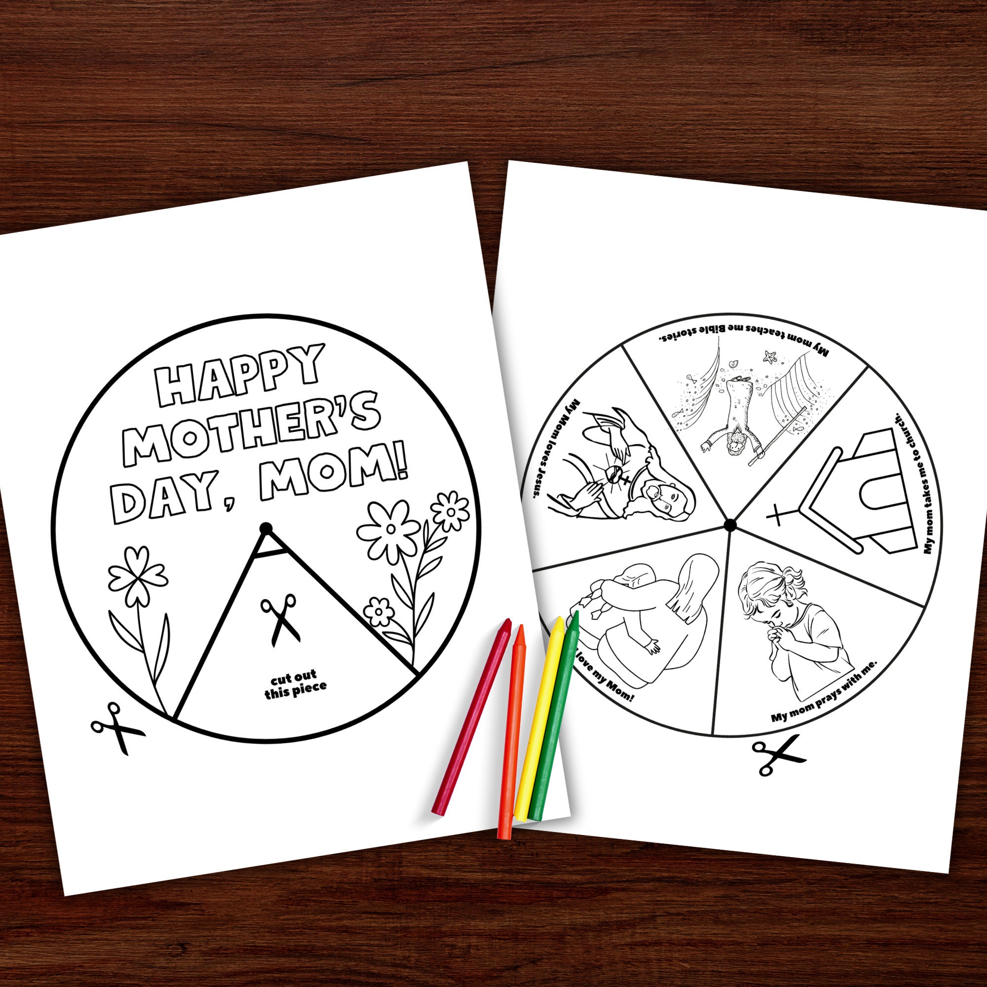 Happy Mother's Day Coloring Wheel Printable, Sunday School Kids ...