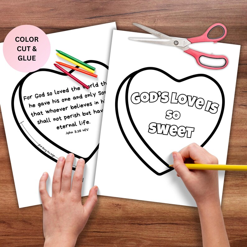 Christian Valentine’s Day Bible Lesson Craft Bundle, Religious Coloring ...