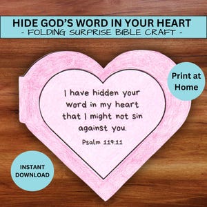Psalm 119 Sunday School Bible Lesson Activity, Hide Gods Word in Heart ...