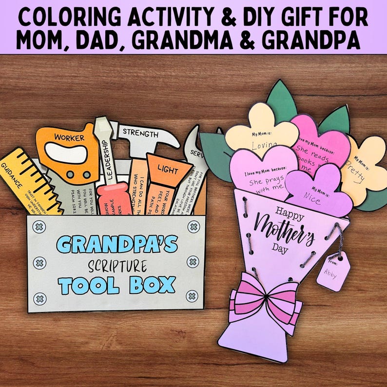 Mother’s Day & Father’s Day Bible Craft Bundle, Dads Scripture Toolbox ...