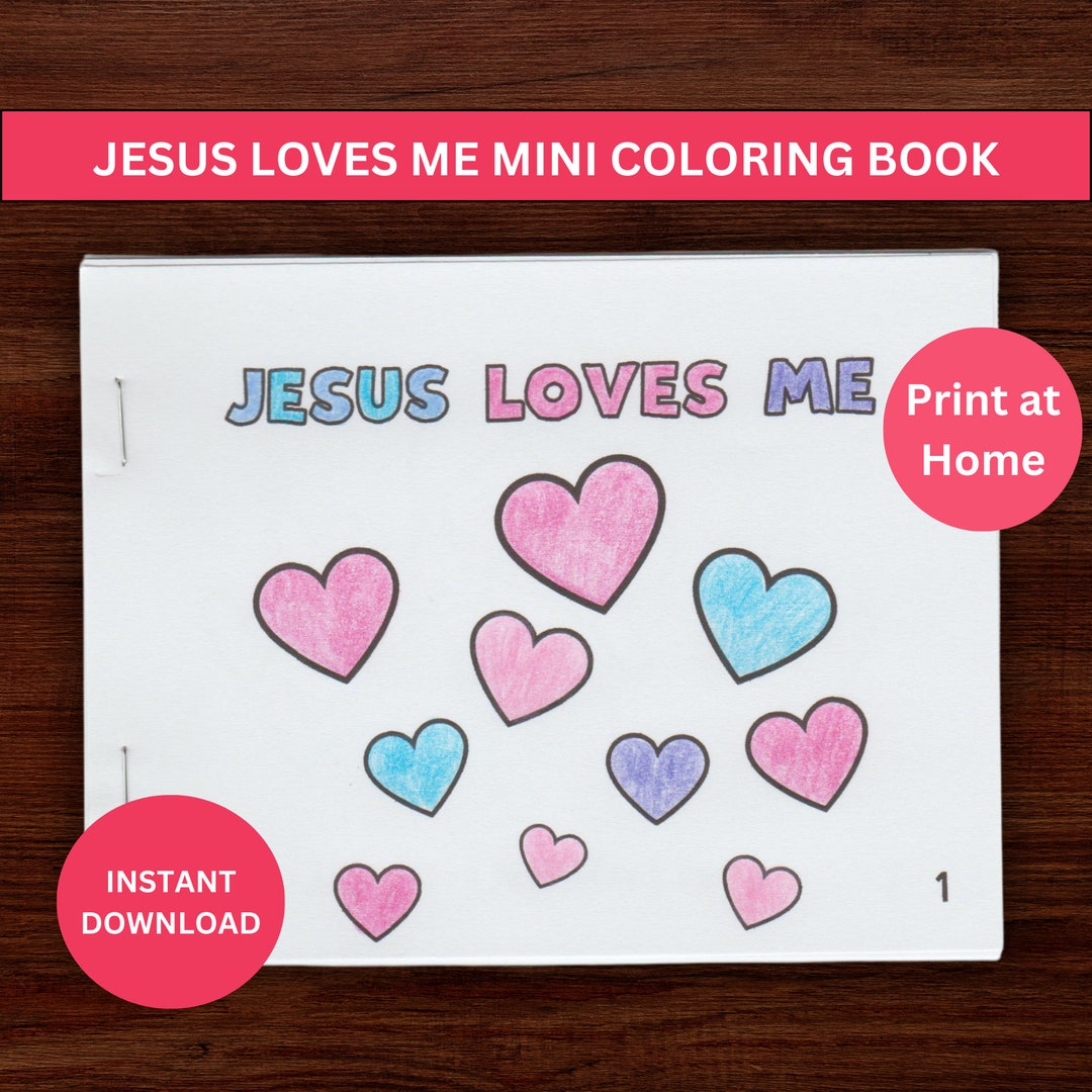 Jesus Loves Me Mini Coloring Book Craft, Kids Sunday School Song Activity, Bible Scripture ...
