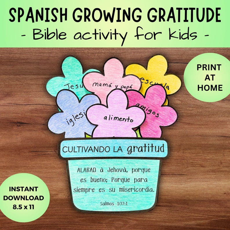 Spanish Give Thanks to the Lord Bible Verse Kids Coloring Craft ...